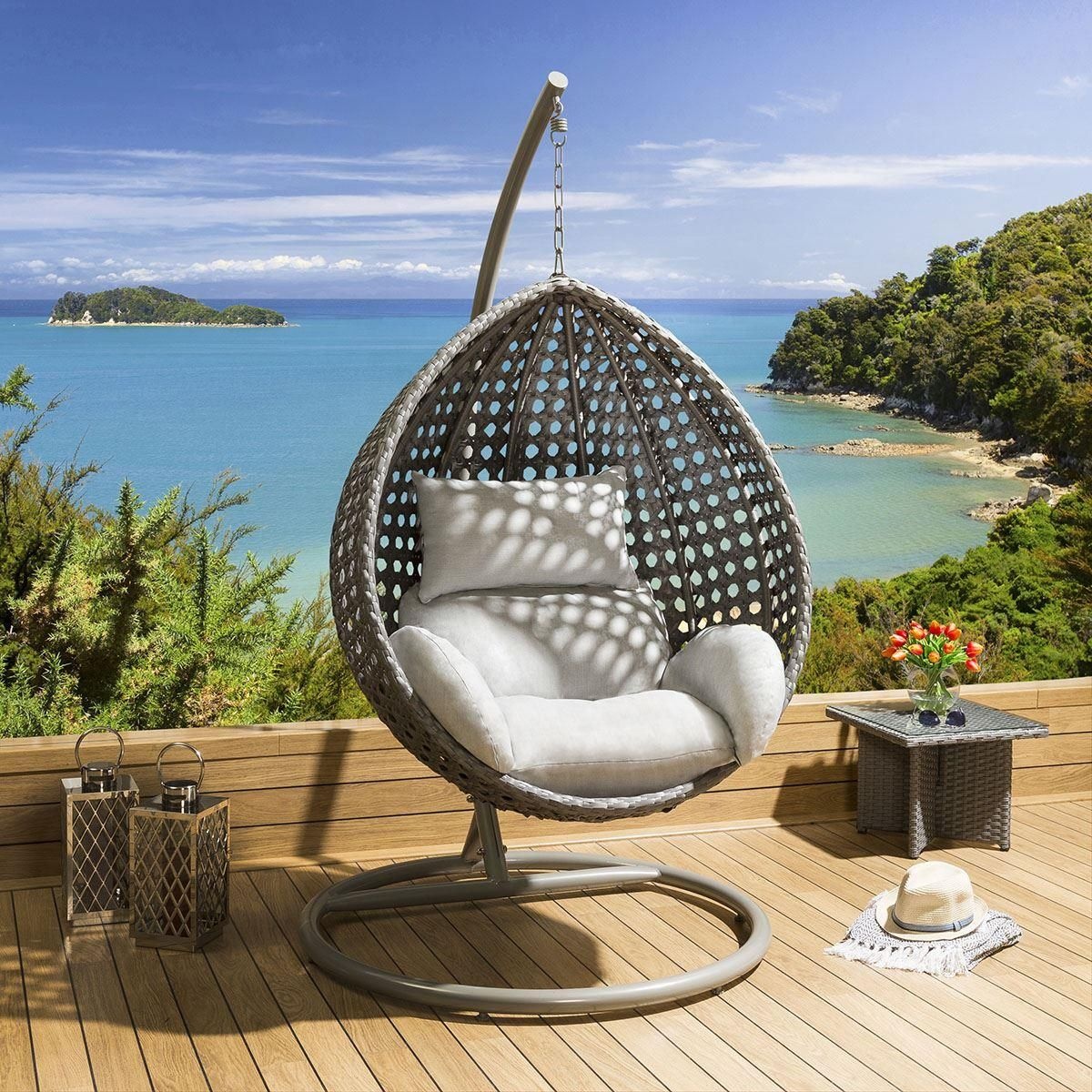Aluminum metal seaside hanging chair