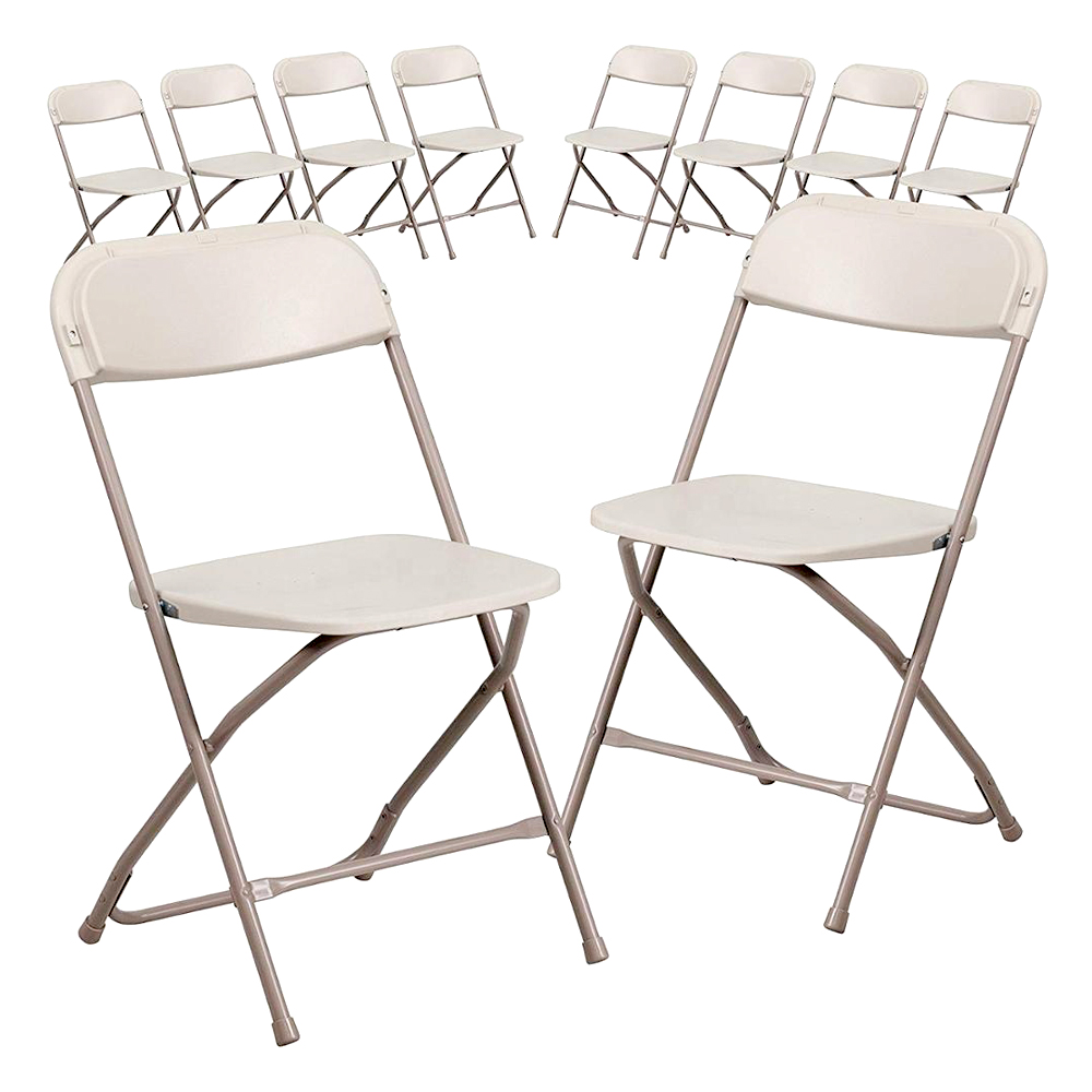 White plastic small folding chair
